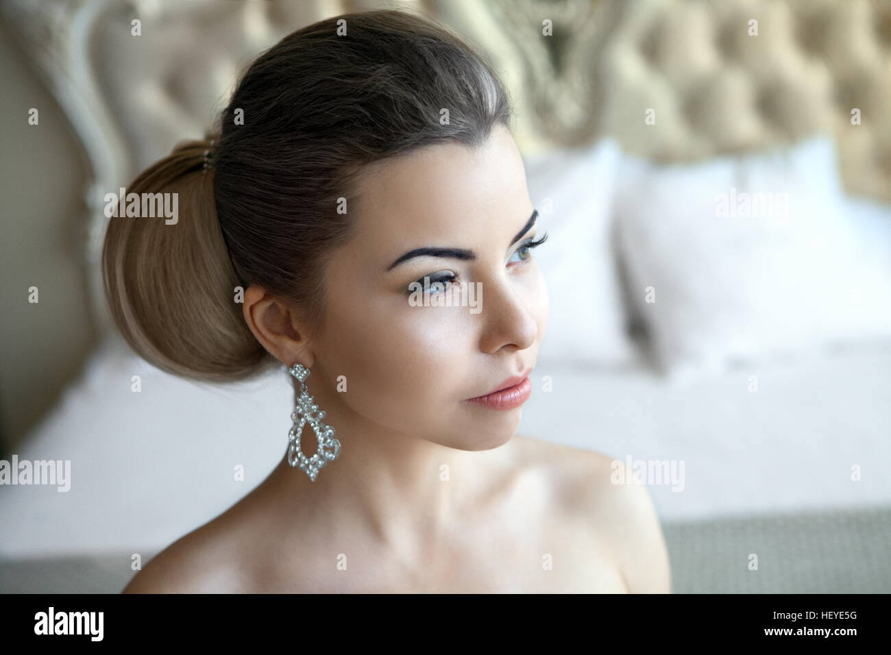 Pretty bride with the nice makeup Stock Photo - Alamy