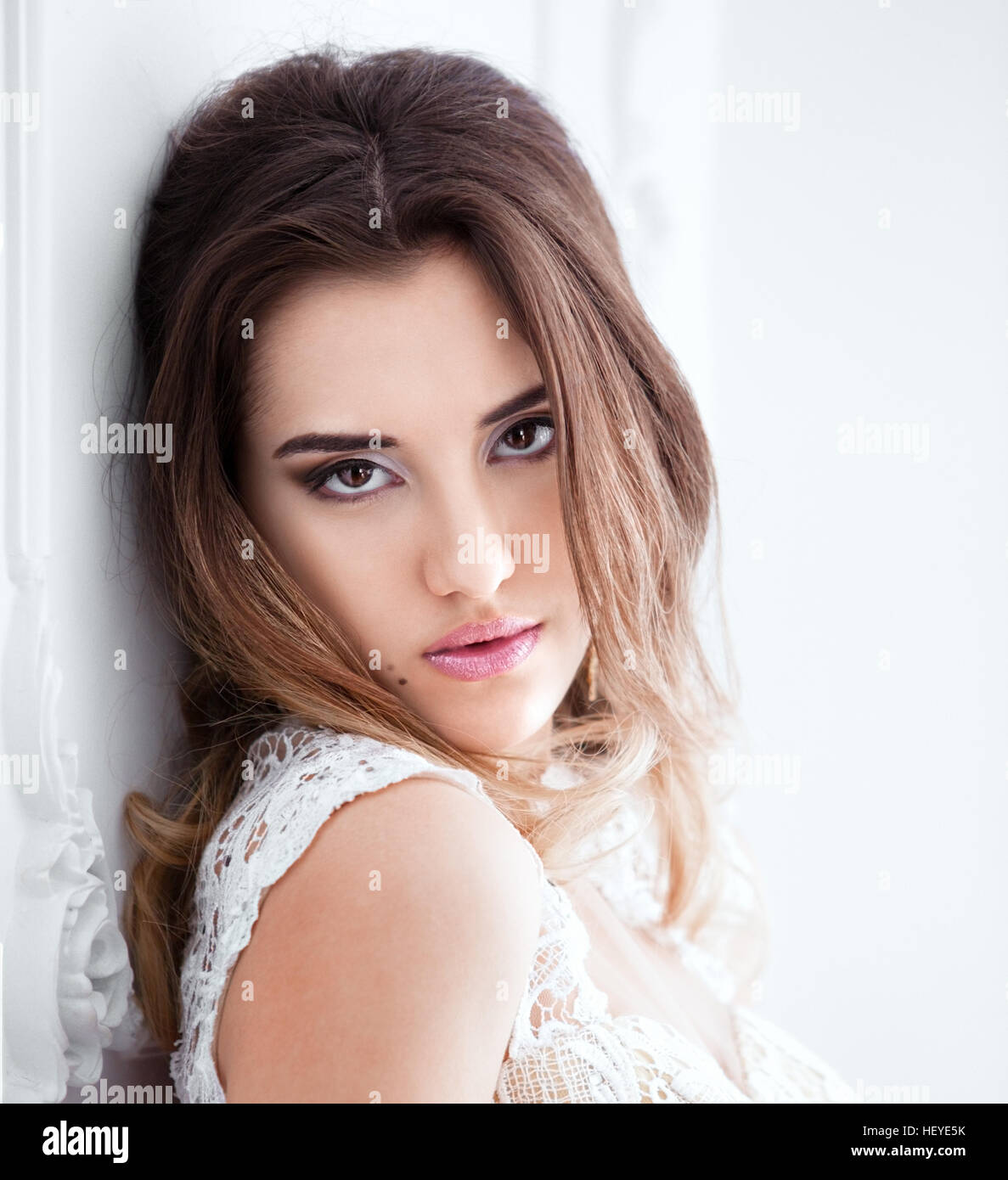 Pretty bride with the nice makeup Stock Photo - Alamy