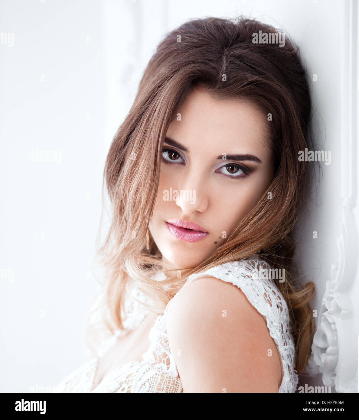 Pretty bride with the nice makeup Stock Photo - Alamy