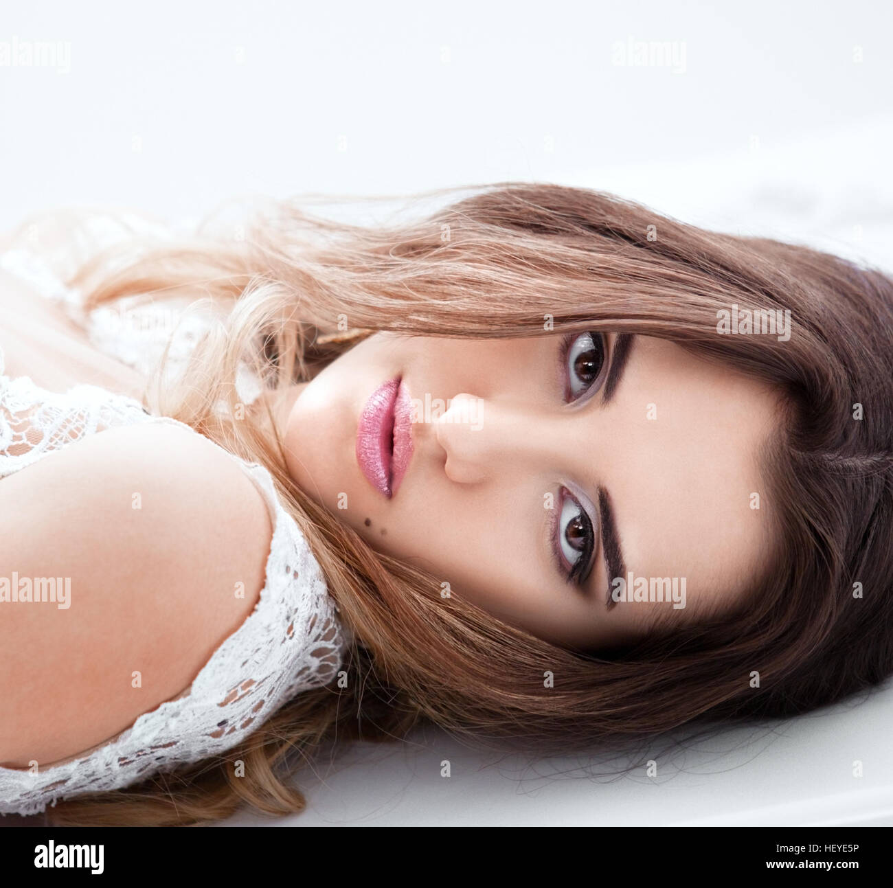 Pretty bride with the nice makeup Stock Photo - Alamy