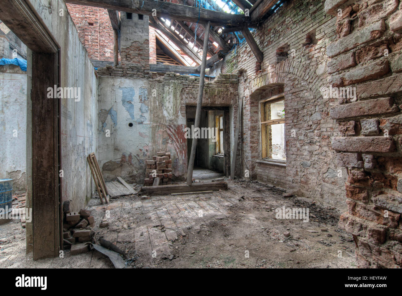 Ruins of building in dilapidated condition with broken roof Stock Photo ...