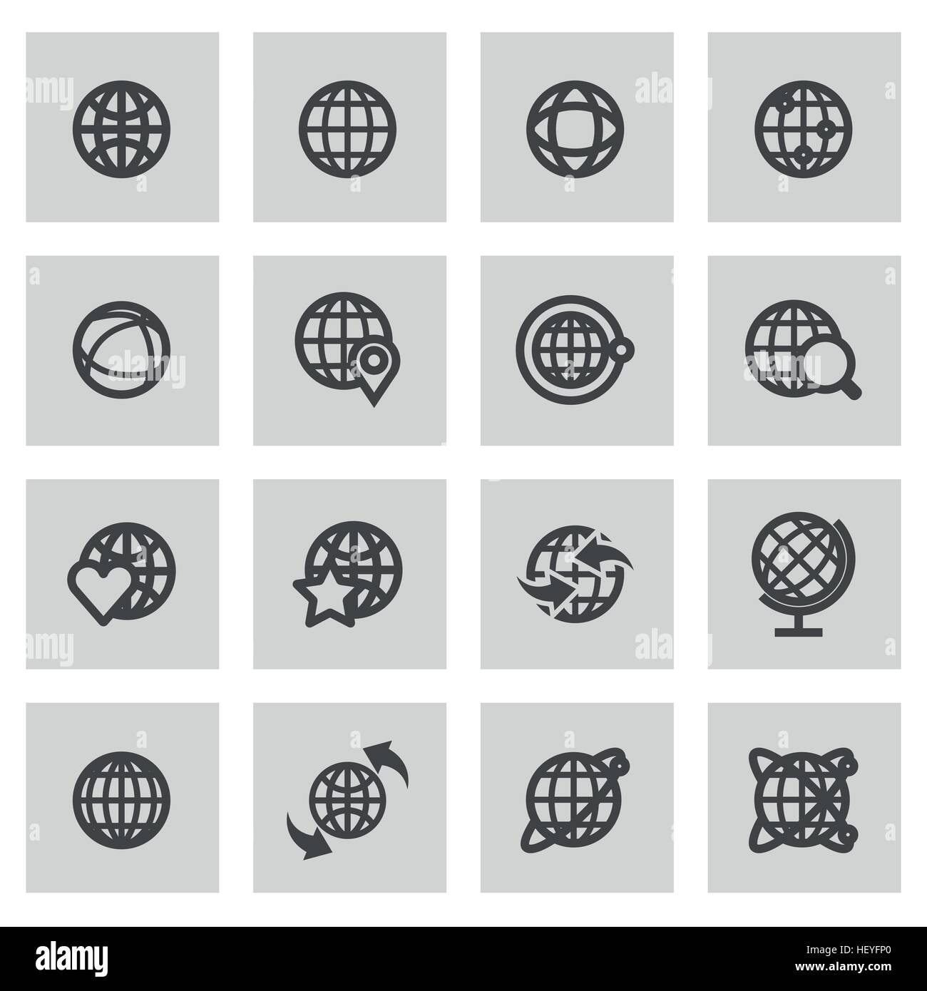 Vector line globe icons set on grey background Stock Vector Image & Art ...