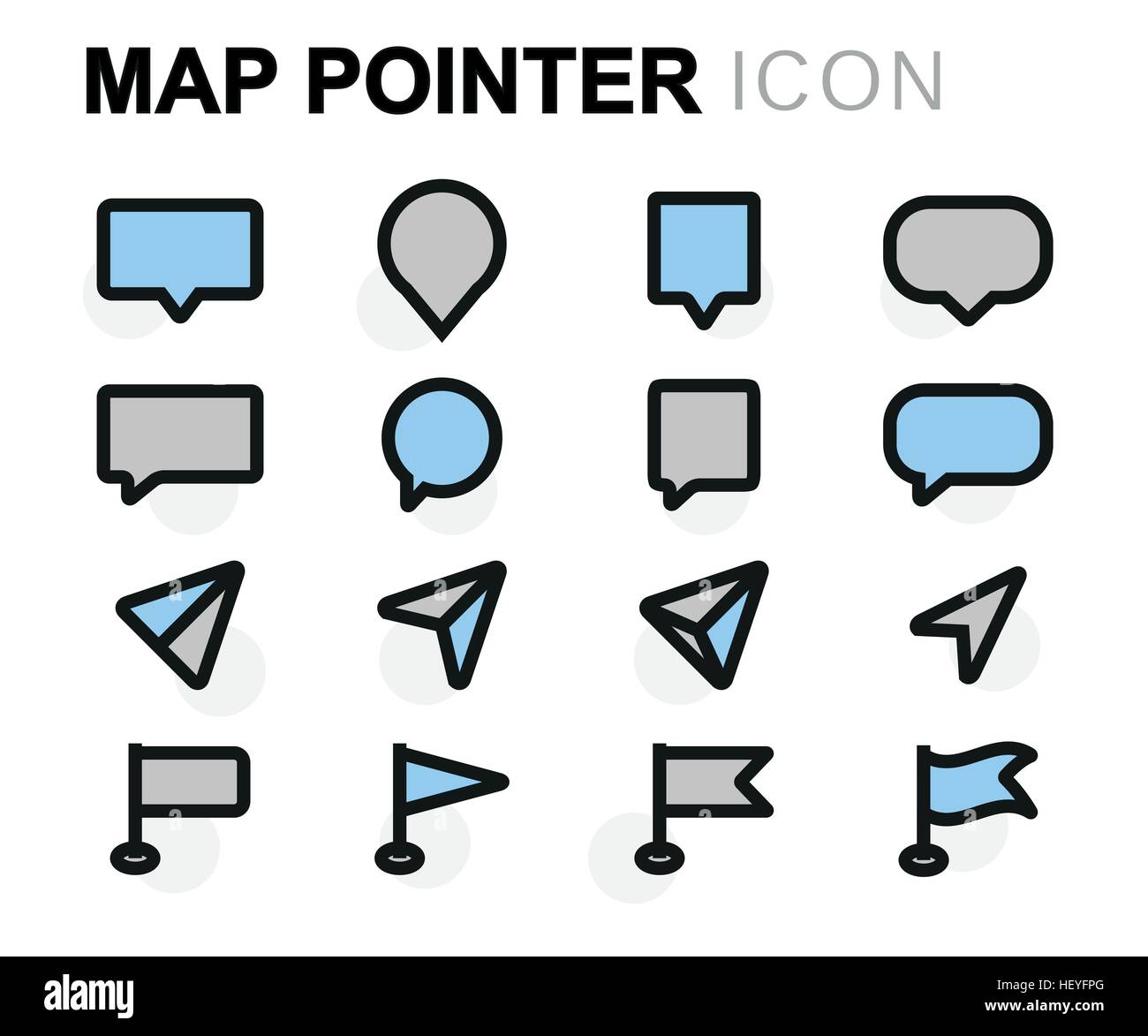 Vector flat map pointer icons set on background Stock Vector Image & Art - Alamy