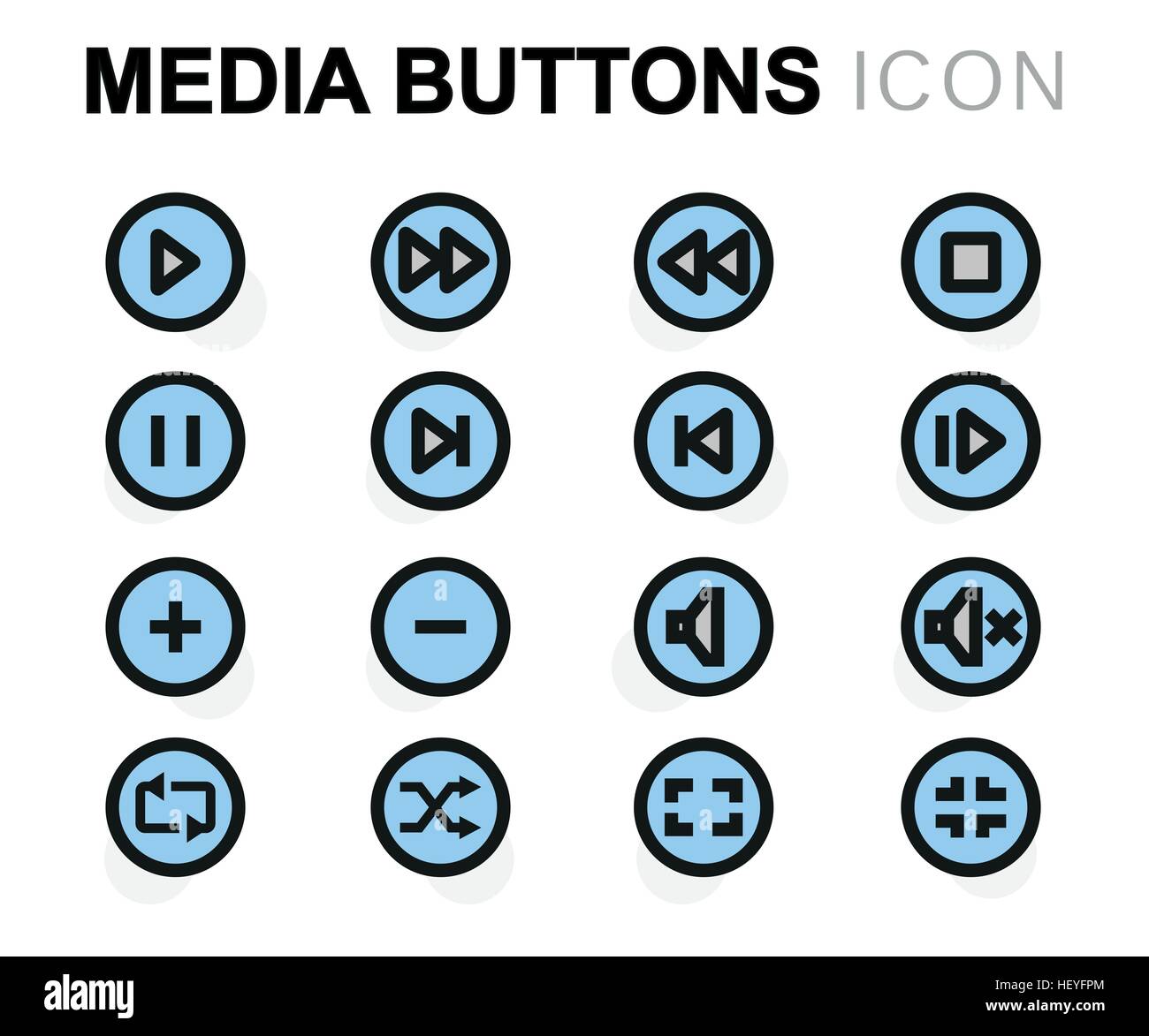 Vector flat media buttons set on white background Stock Vector Image ...
