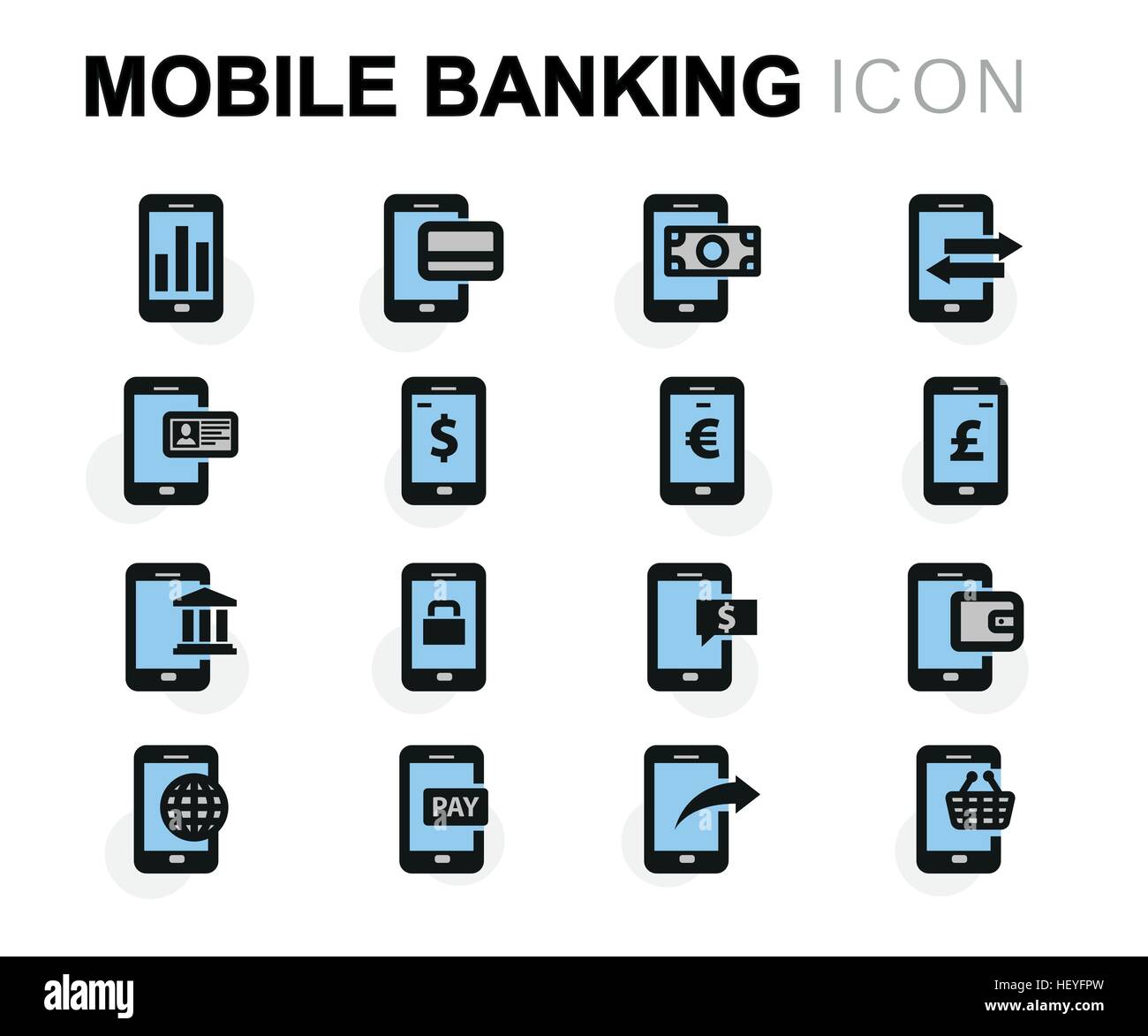 Vector flat mobile banking icons set on white background Stock Vector ...