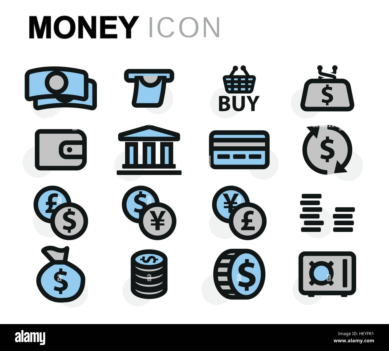Vector flat money icons set on white background Stock Vector Image ...