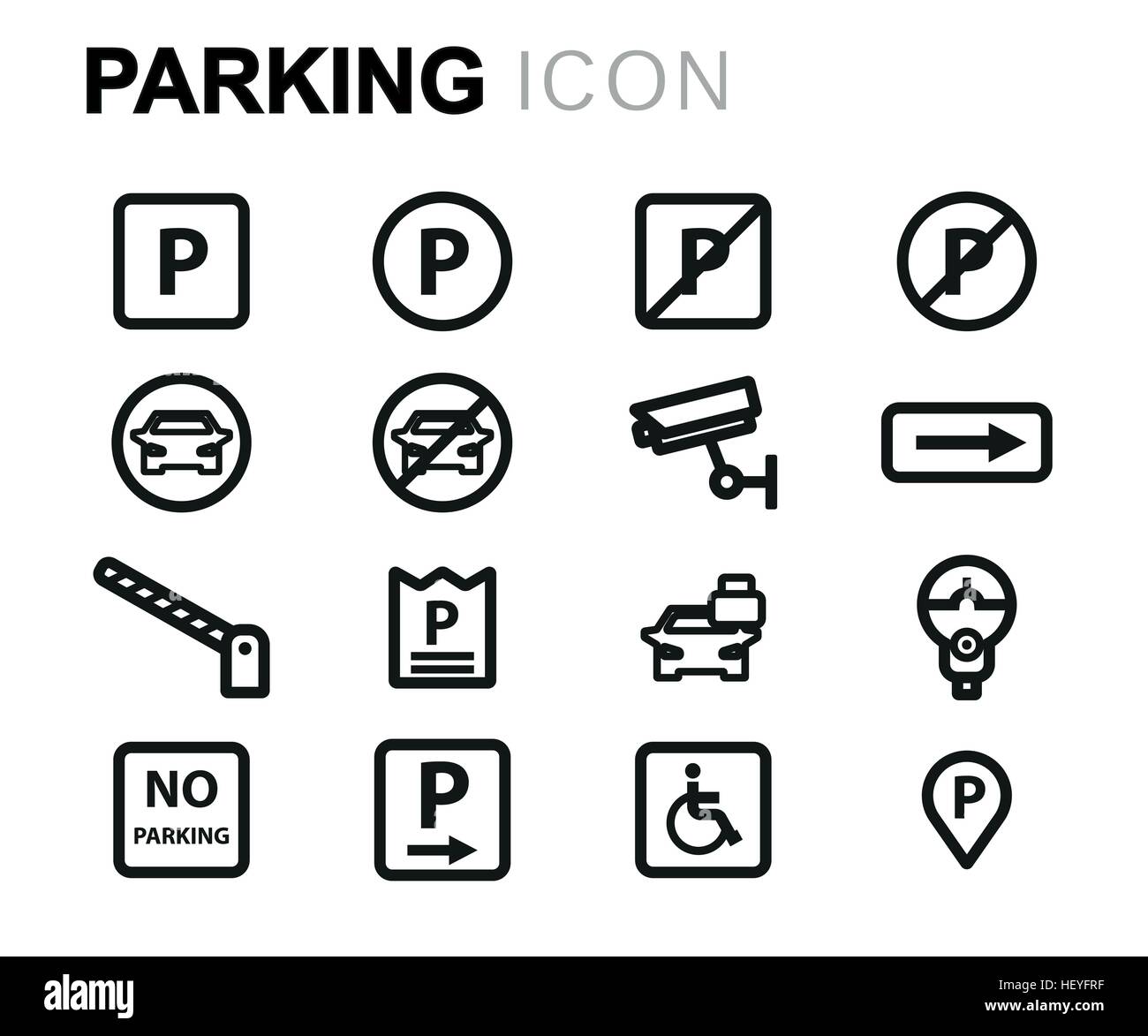 Vector line parking icons set on white background Stock Vector Image ...
