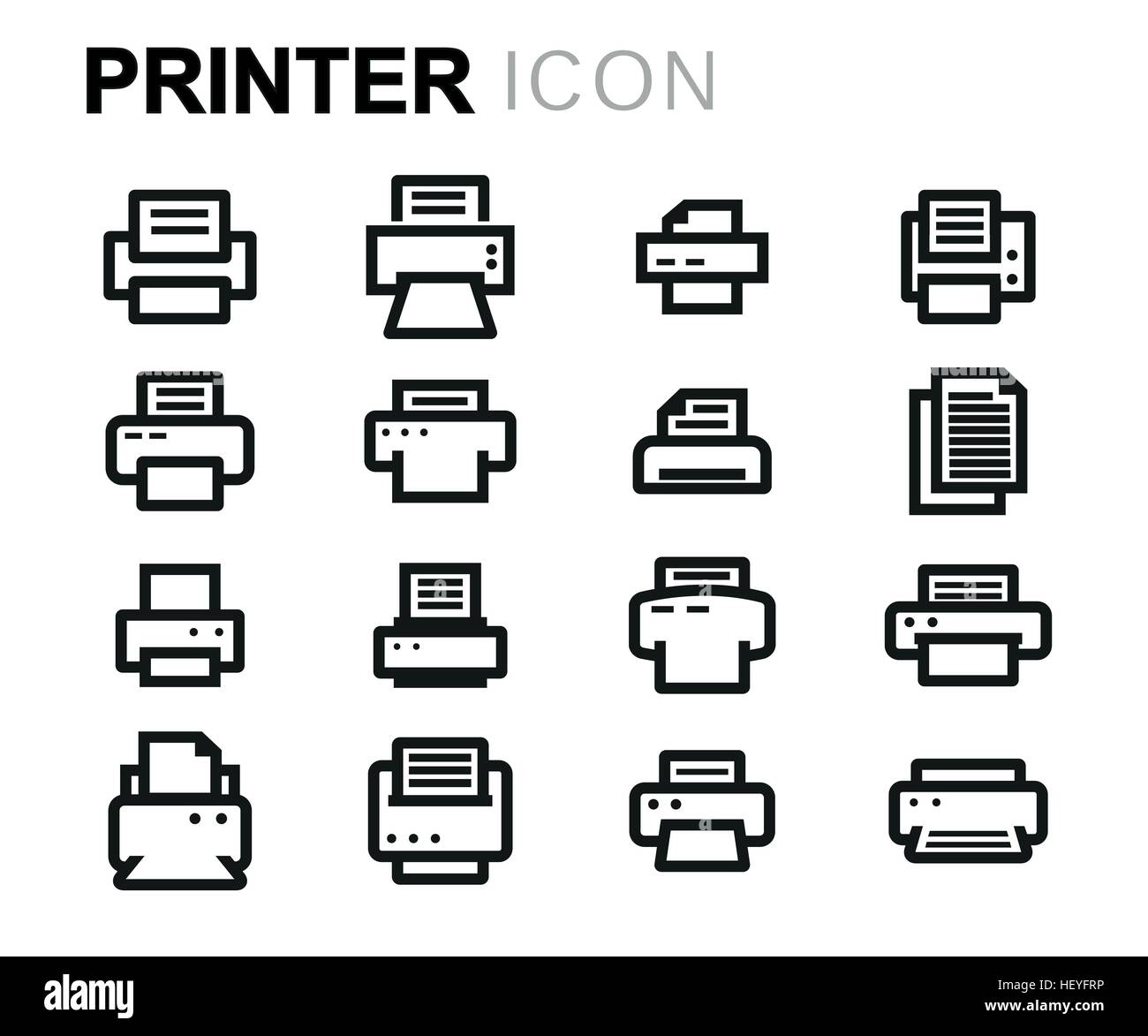 Vector line printer icons set on white background Stock Vector Image ...