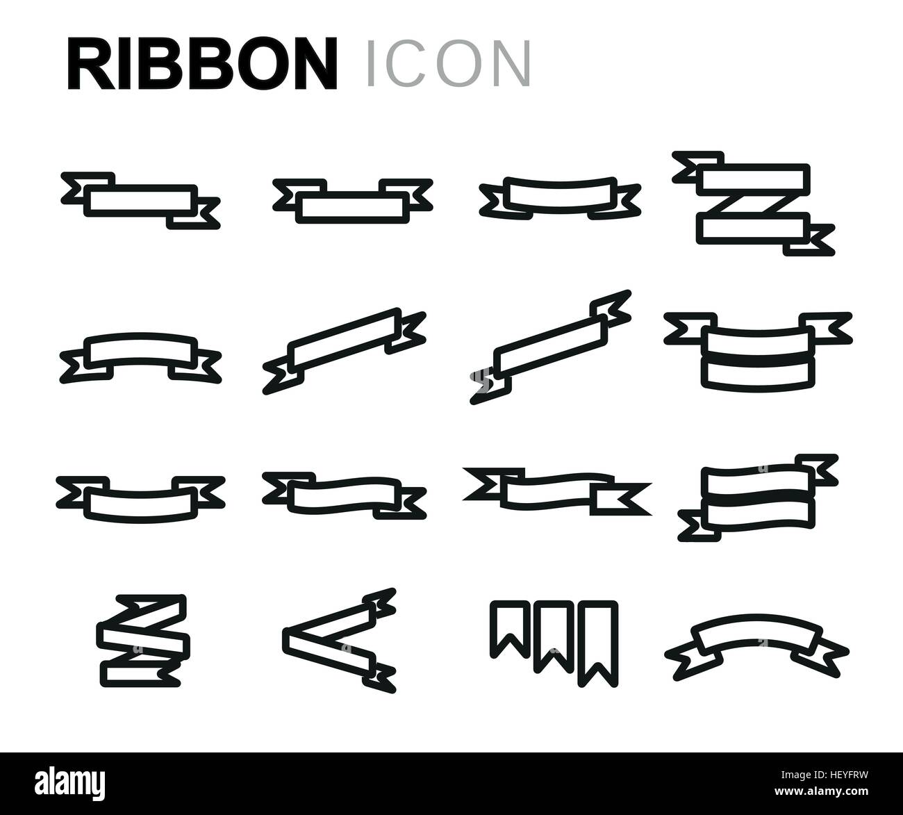 Vector line ribbon icons set on white background Stock Vector Image ...