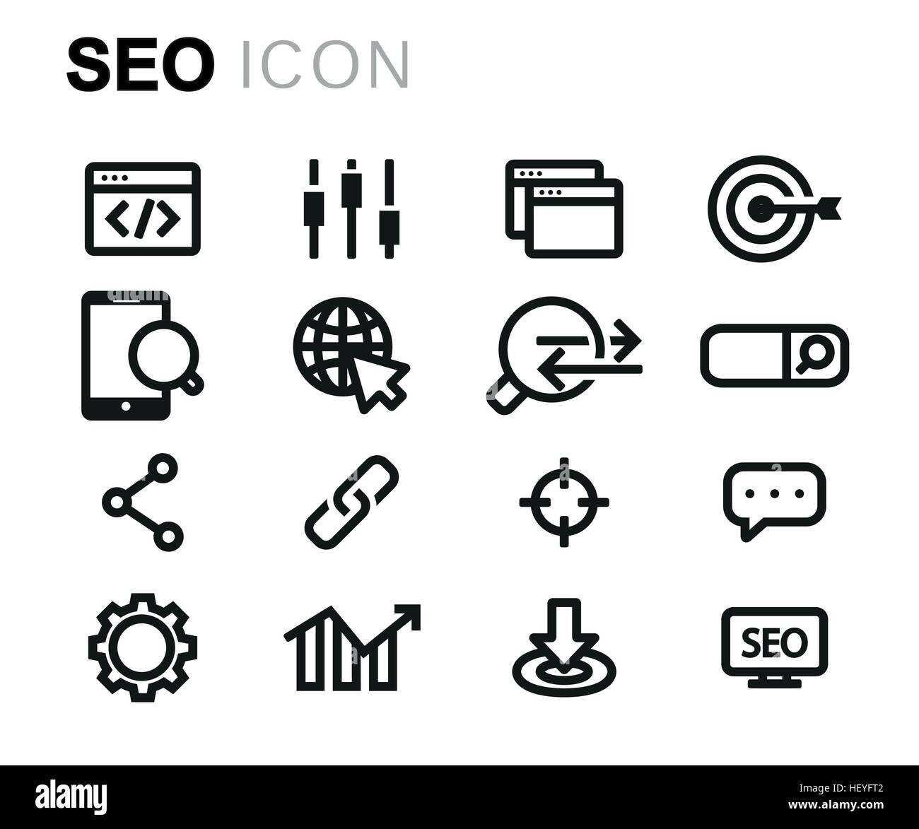 Vector line seo icons set on white background Stock Vector Image & Art ...