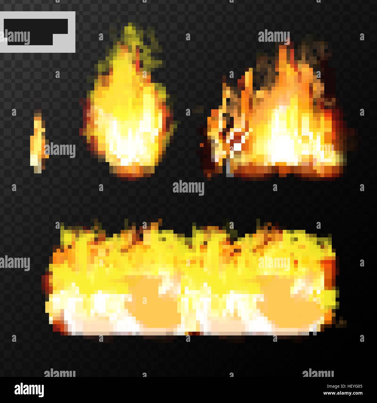 Realistic fire flames set. Real transparency effects. Vector Stock ...