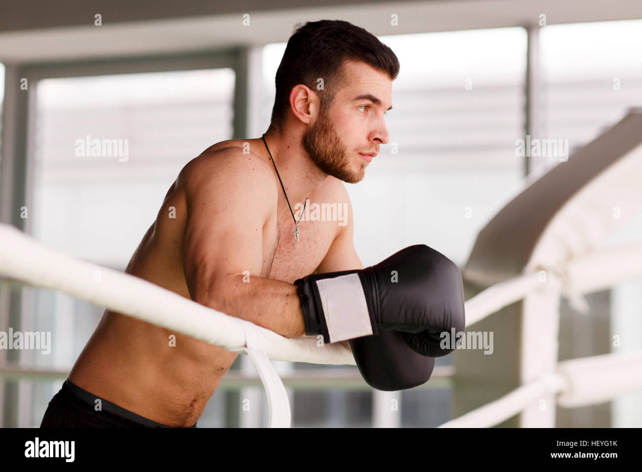 Beautiful athlete around boxing ring Stock Photo - Alamy