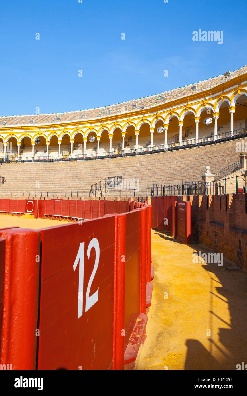 Seville, Spain - November 19,2016: Bullfight arena, plaza de toros at ...
