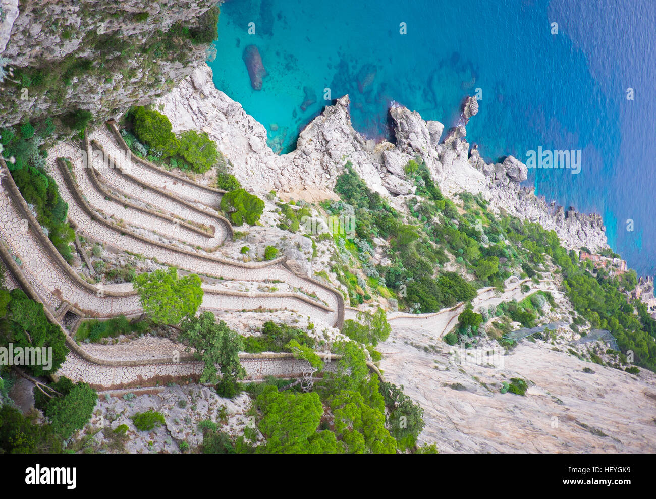 Via Krupp a serpentine pedestrian footpath in Capri ,Italy Stock Photo ...