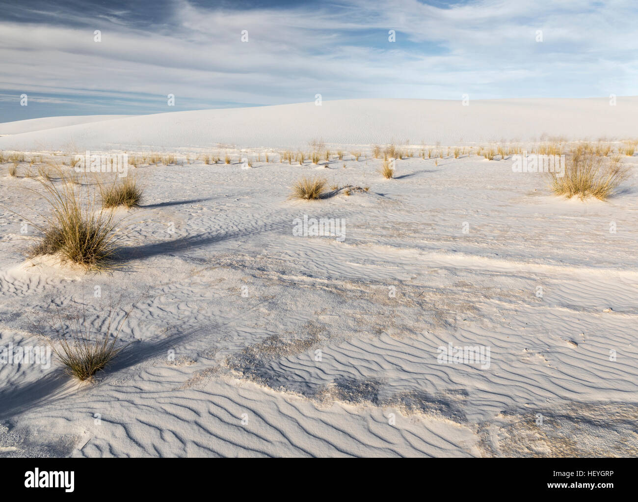 White gypsum sand dunes at White Sands National Monument near ...