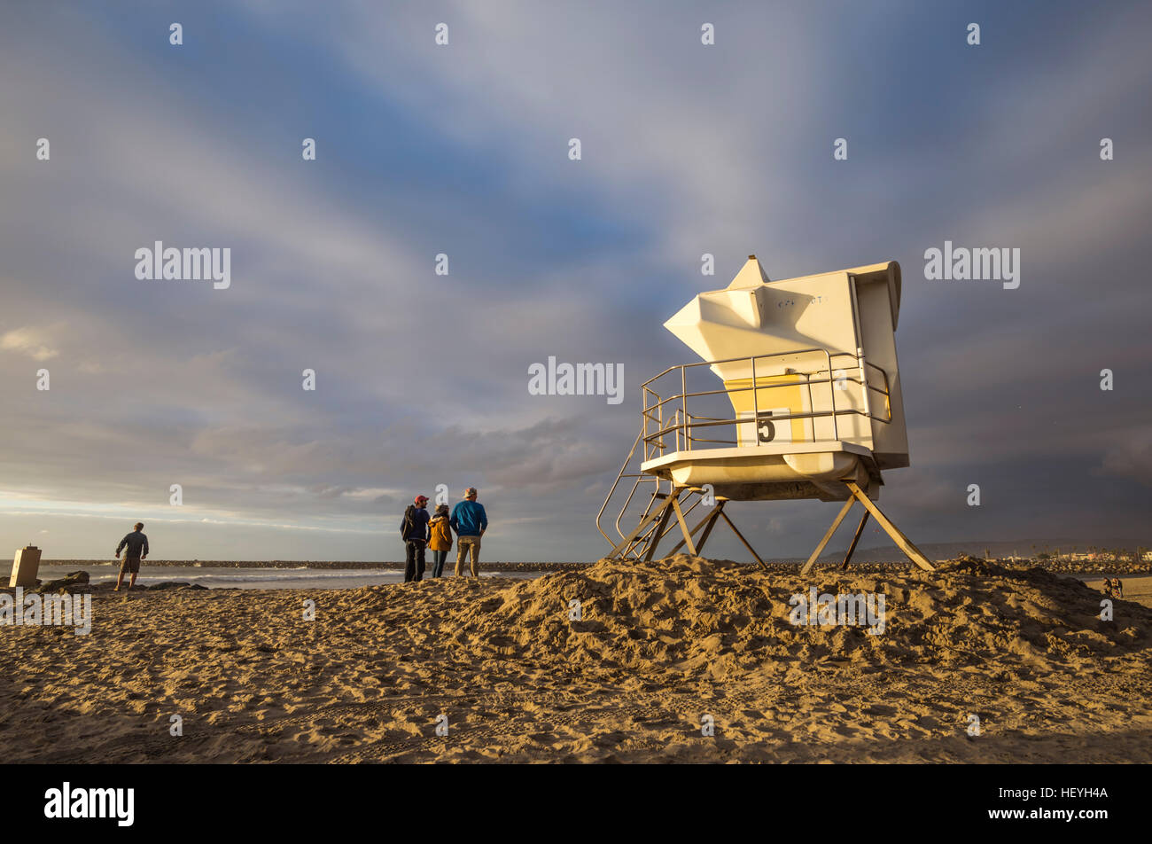 lifeguard tower, coastal scene, Ocean Beach, San Diego, California, USA ...