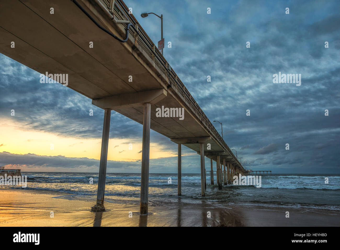 Coastal sunset with view of the Ocean Beach Pier. San Diego, California ...