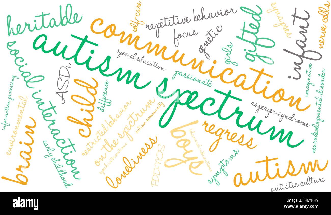 Autism Spectrum word cloud on a white background Stock Vector Image ...