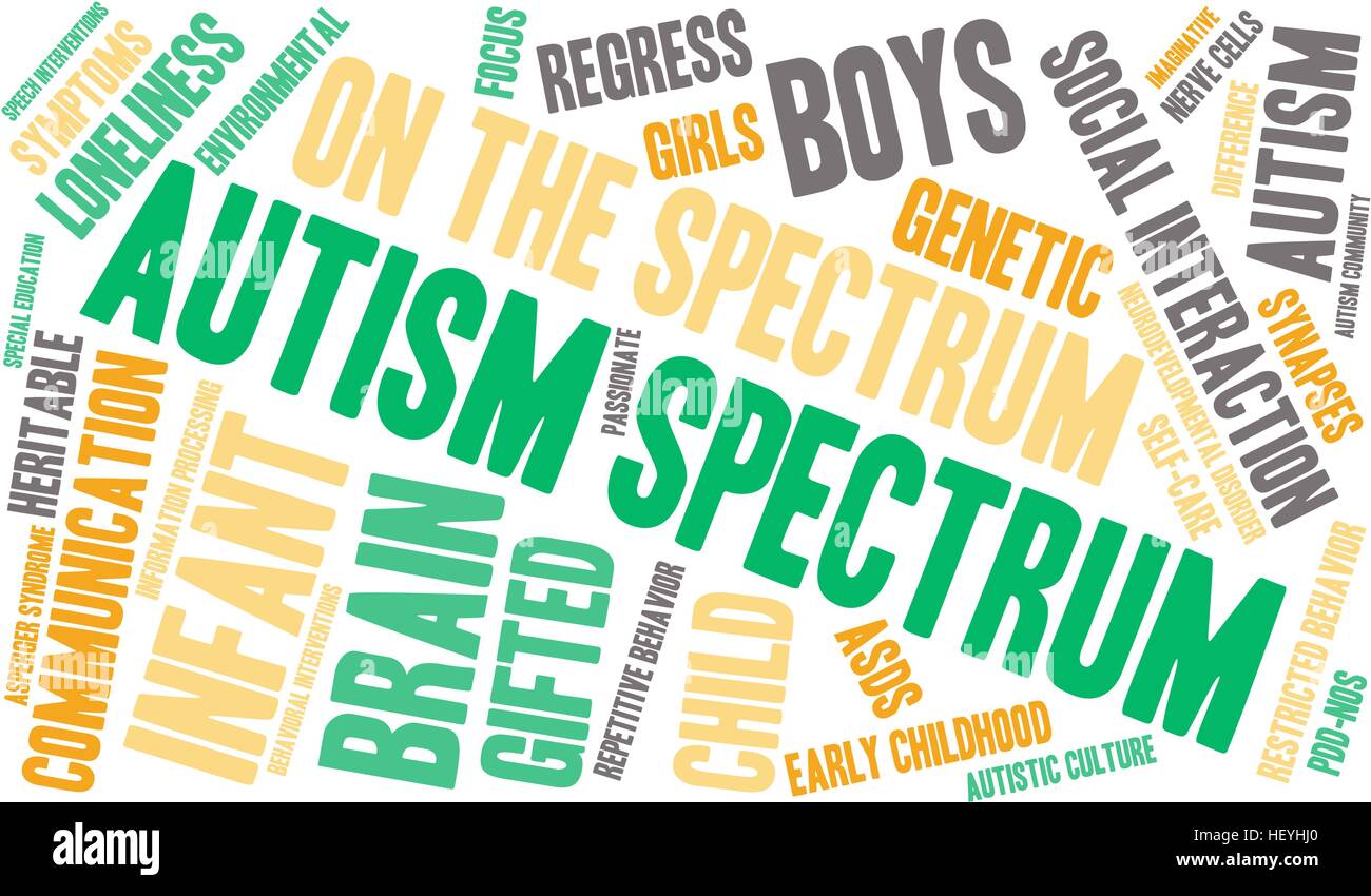 Autism Spectrum word cloud on a white background Stock Vector Image ...