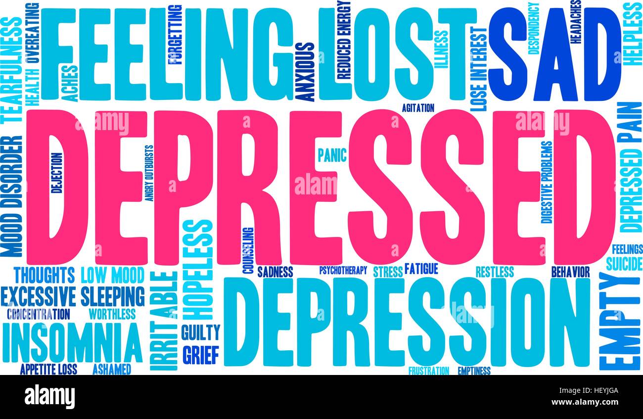 Depressed word cloud on a white background Stock Vector Image & Art - Alamy