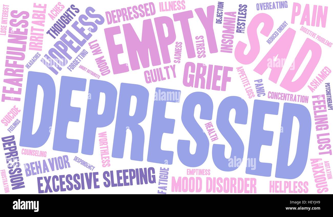 Depressed word cloud on a white background Stock Vector Image & Art - Alamy