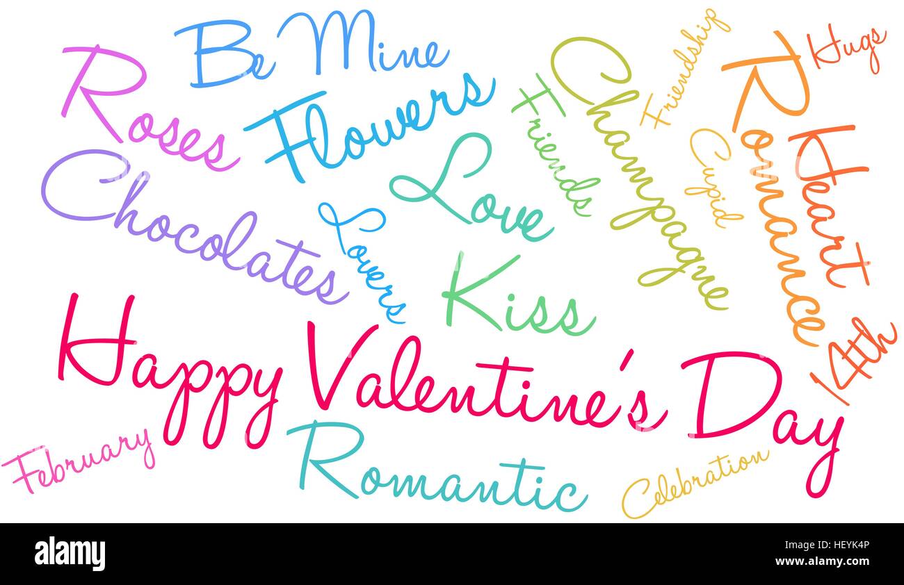 Happy Valentines Day word cloud on a white background Stock Vector ...