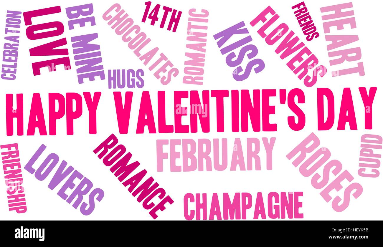 Happy Valentines Day word cloud on a white background Stock Vector ...