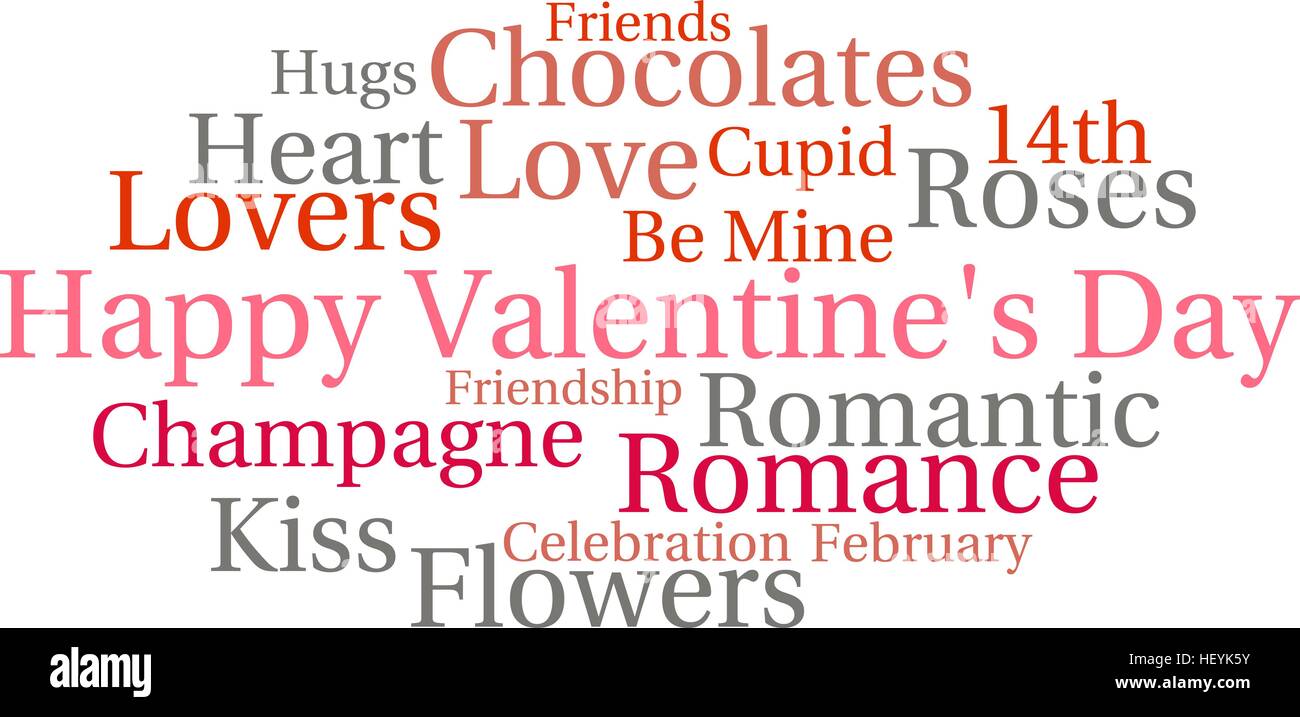 Happy Valentines Day word cloud on a white background Stock Vector ...