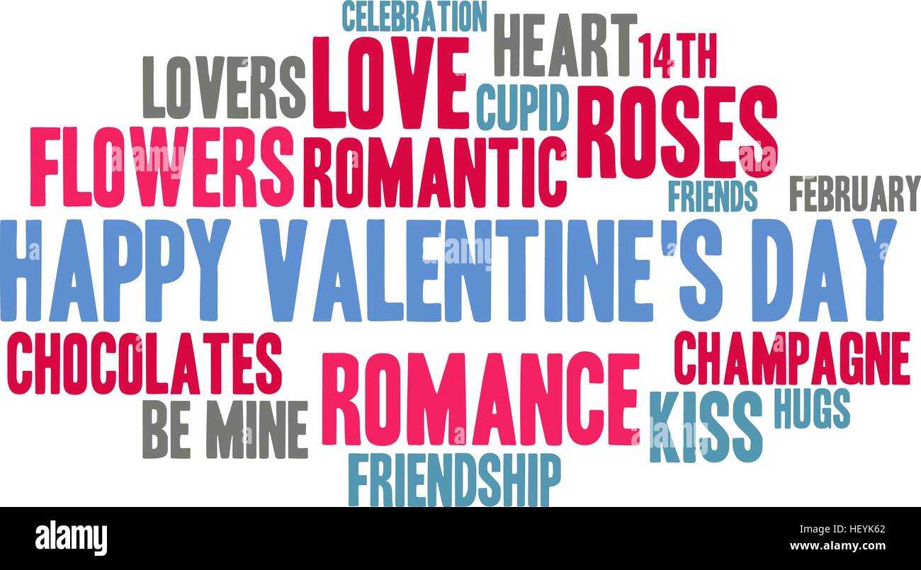 Happy Valentines Day word cloud on a white background Stock Vector ...