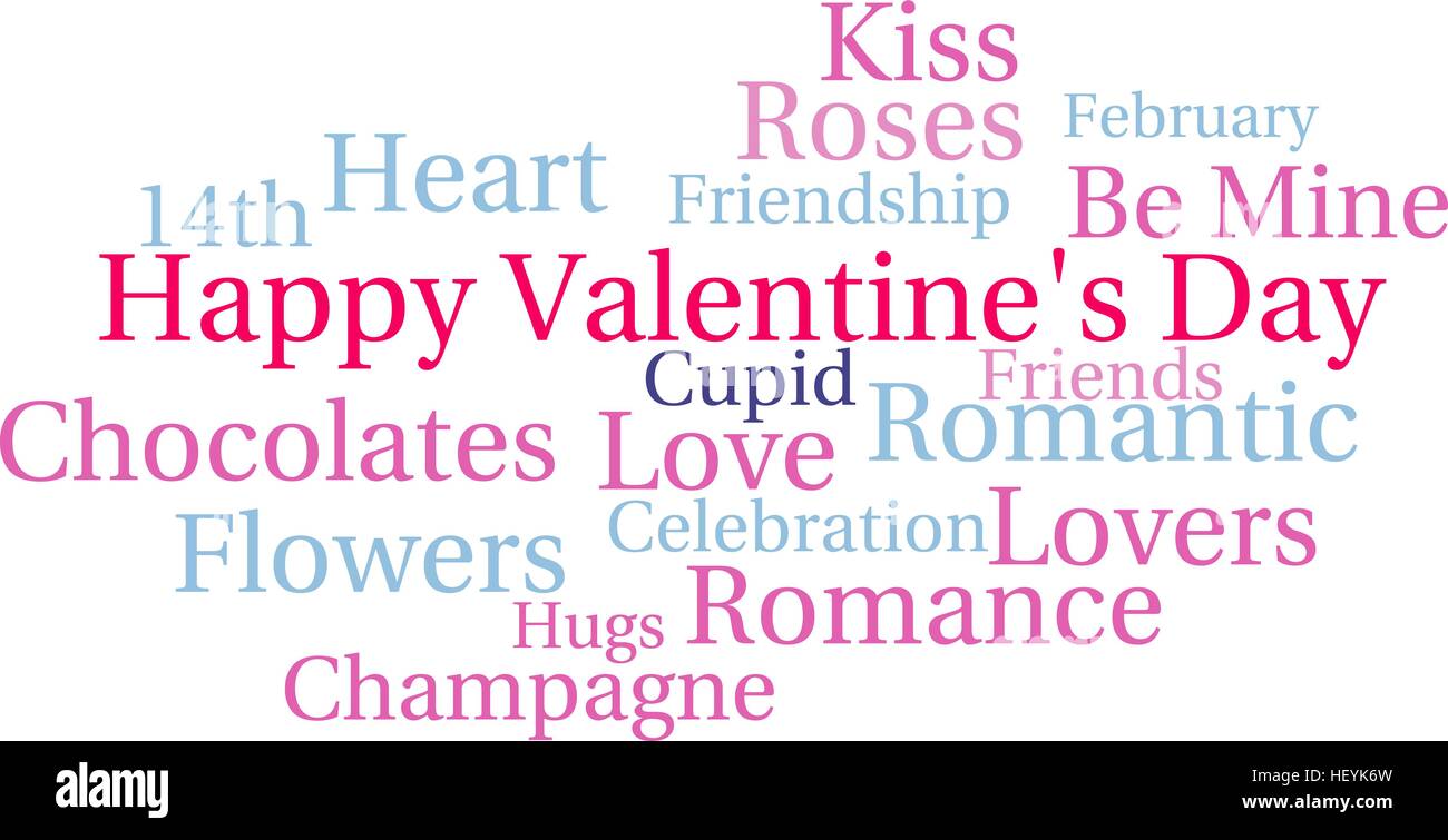 Happy Valentines Day word cloud on a white background Stock Vector ...