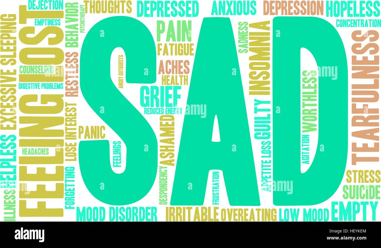 Sad word cloud on a white background Stock Vector Image & Art - Alamy