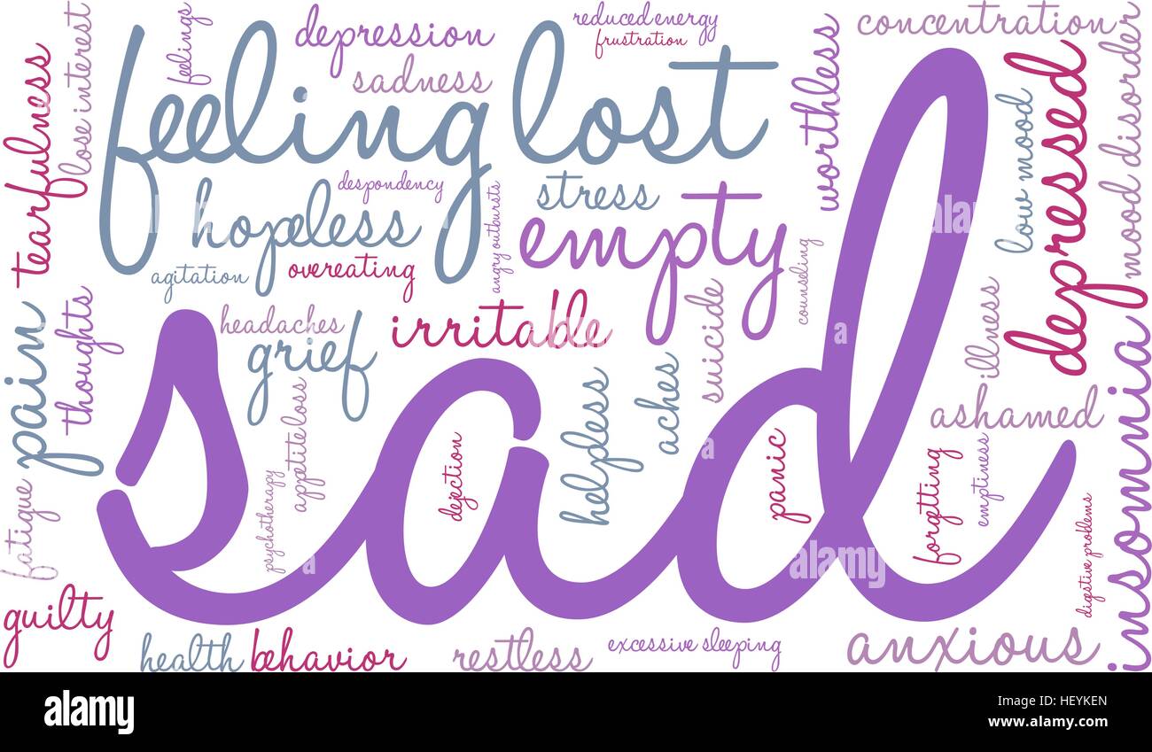 Sad word cloud on a white background Stock Vector Image & Art - Alamy
