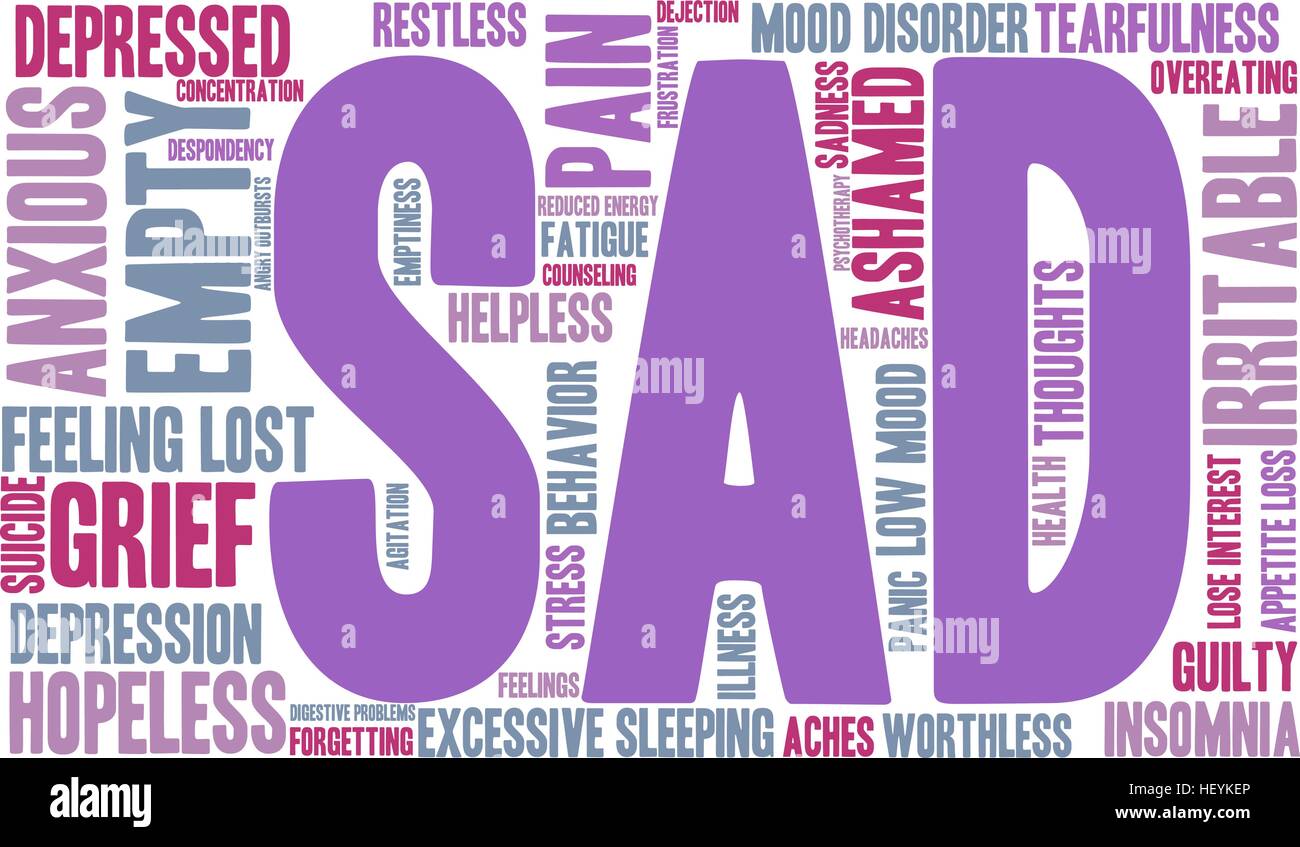 Sad word cloud on a white background Stock Vector Image & Art - Alamy