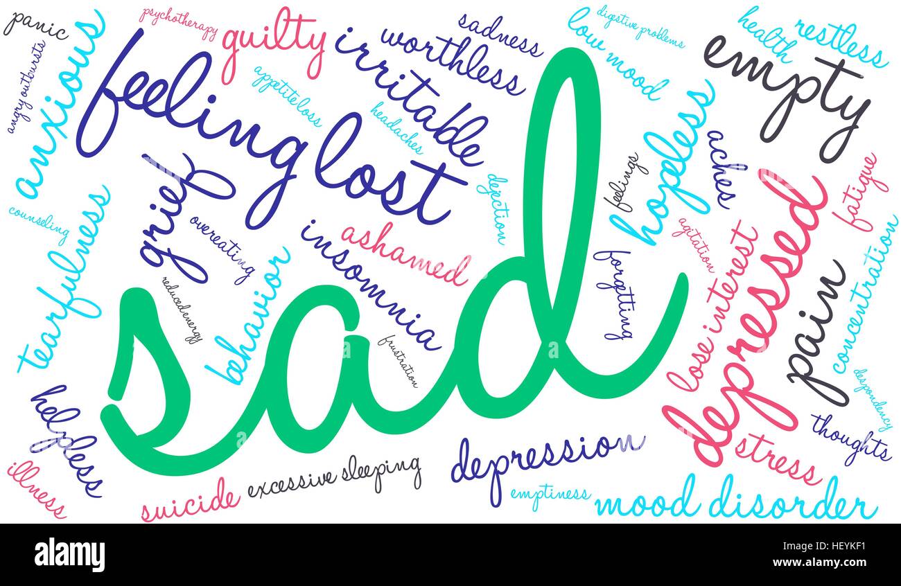 Sad word cloud on a white background Stock Vector Image & Art - Alamy