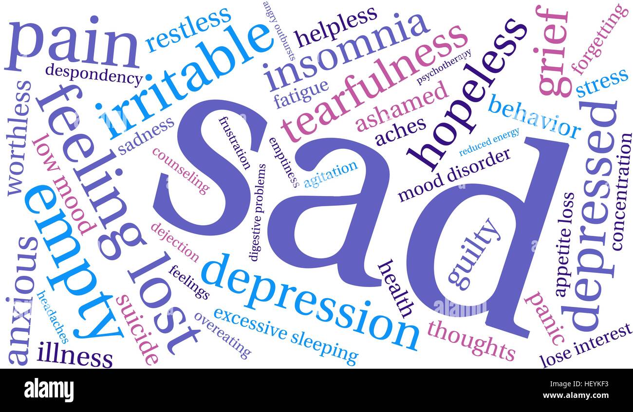 Sad word cloud on a white background Stock Vector Image & Art - Alamy
