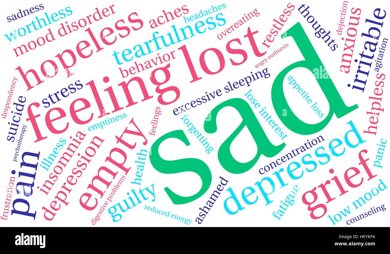 Sad word cloud on a white background Stock Vector Image & Art - Alamy