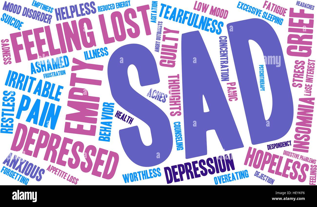 Sad word cloud on a white background Stock Vector Image & Art - Alamy