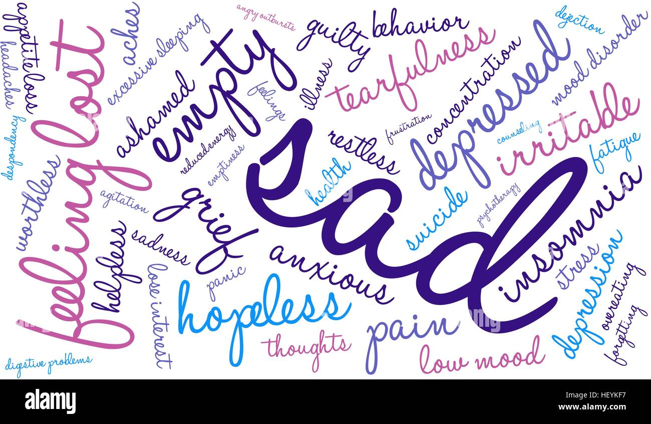 Sad word cloud on a white background Stock Vector Image & Art - Alamy