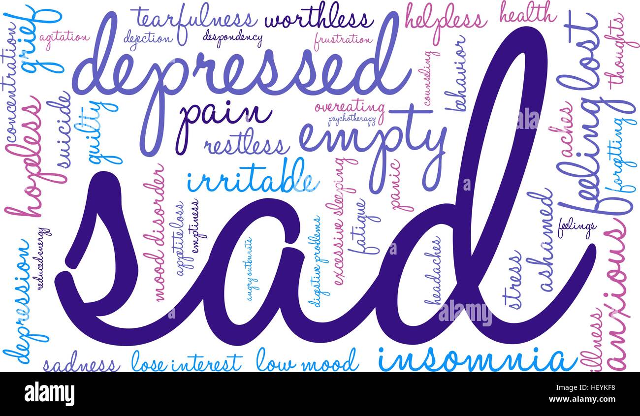 Sad word cloud on a white background Stock Vector Image & Art - Alamy