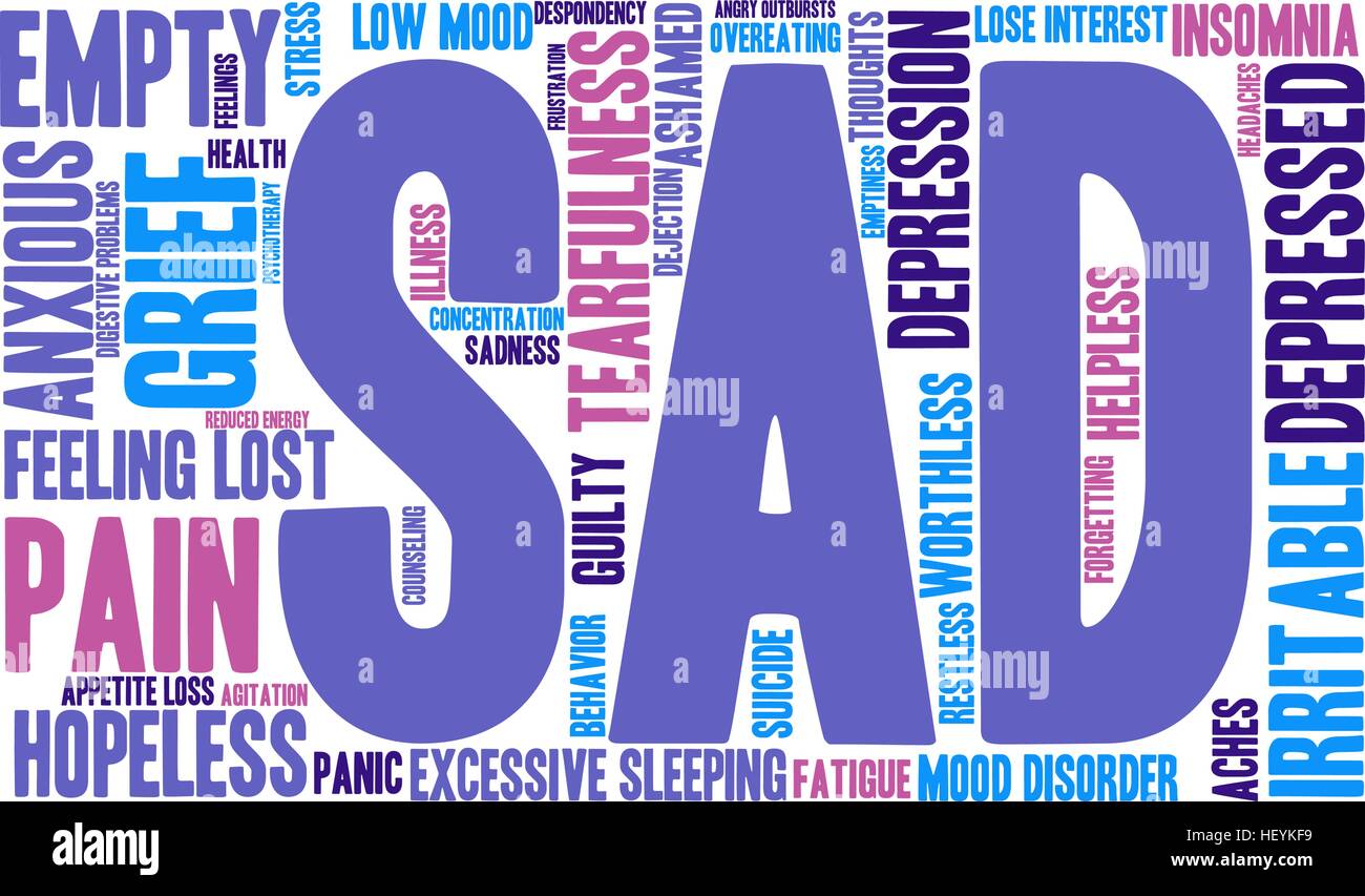 Sad word cloud on a white background Stock Vector Image & Art - Alamy