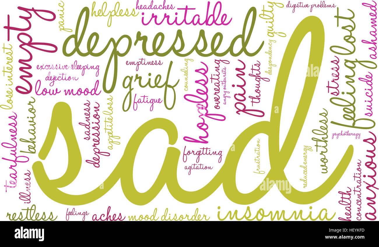 Sad word cloud on a white background Stock Vector Image & Art - Alamy