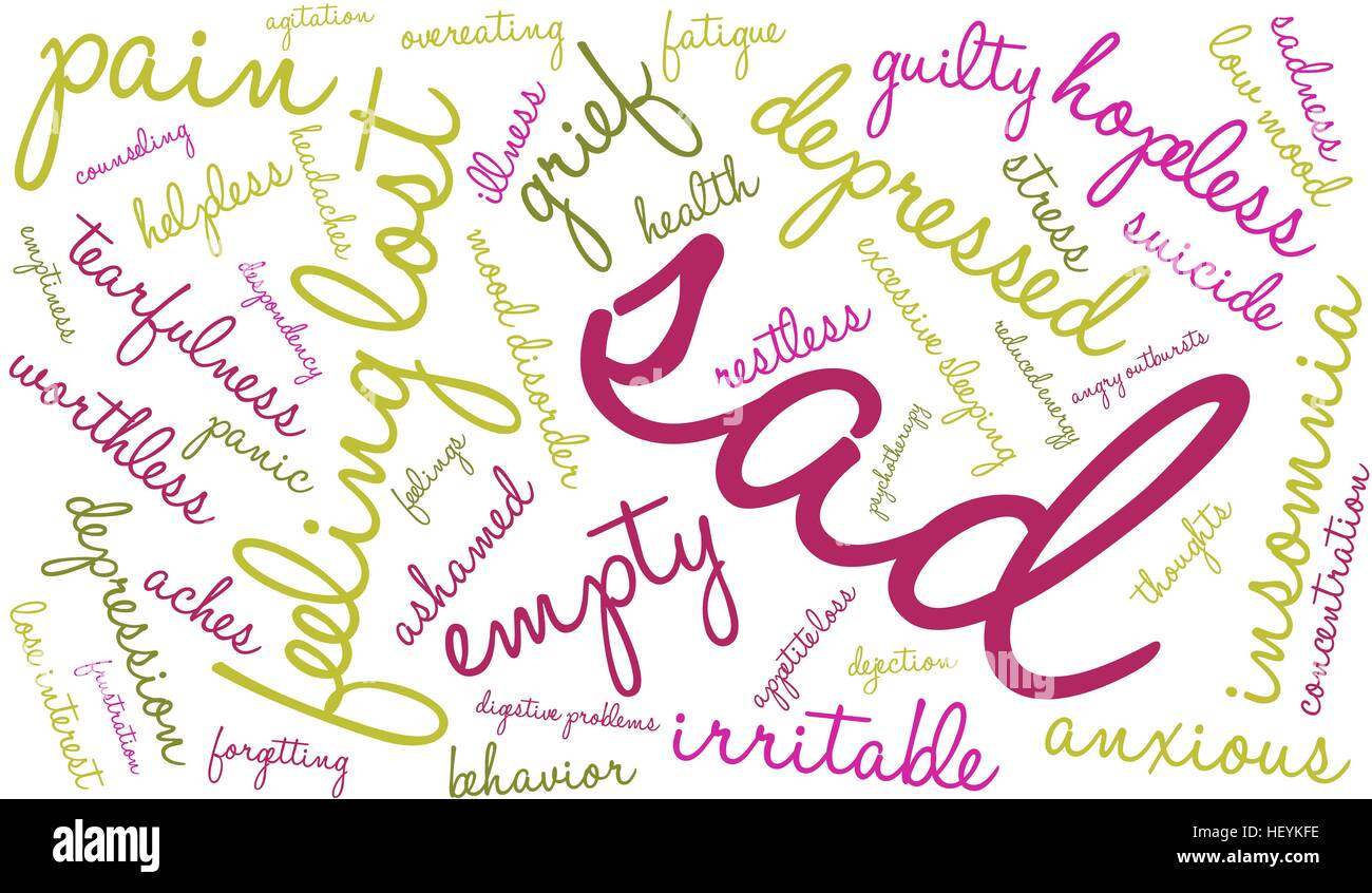 Sad word cloud on a white background Stock Vector Image & Art - Alamy