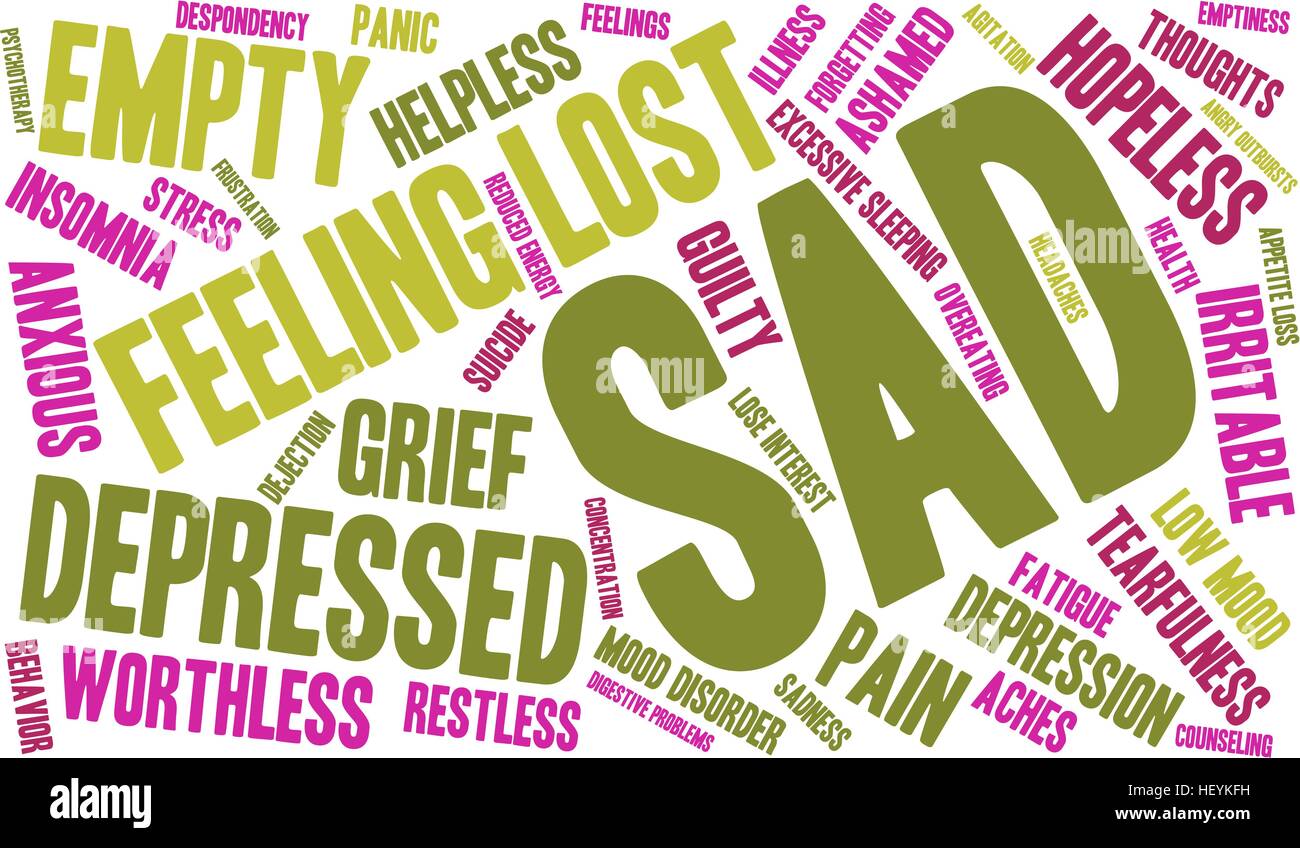 Sad word cloud on a white background Stock Vector Image & Art - Alamy