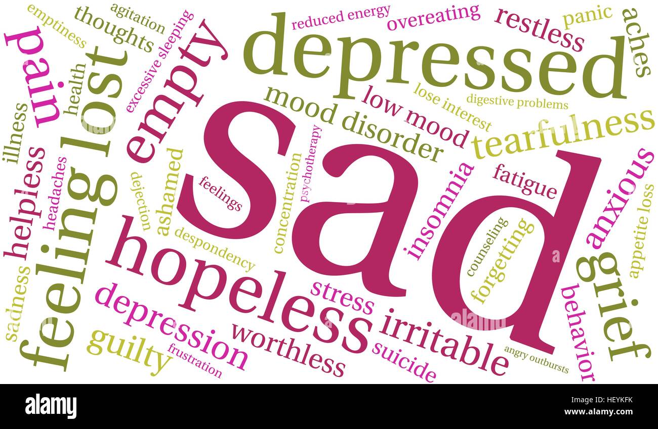 Sad word cloud on a white background Stock Vector Image & Art - Alamy