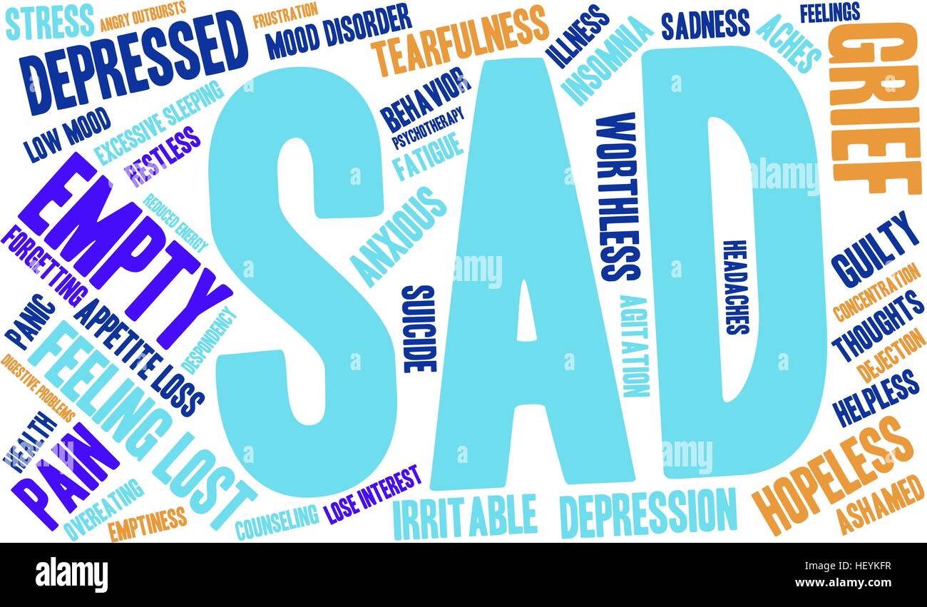 Sad word cloud on a white background Stock Vector Image & Art - Alamy