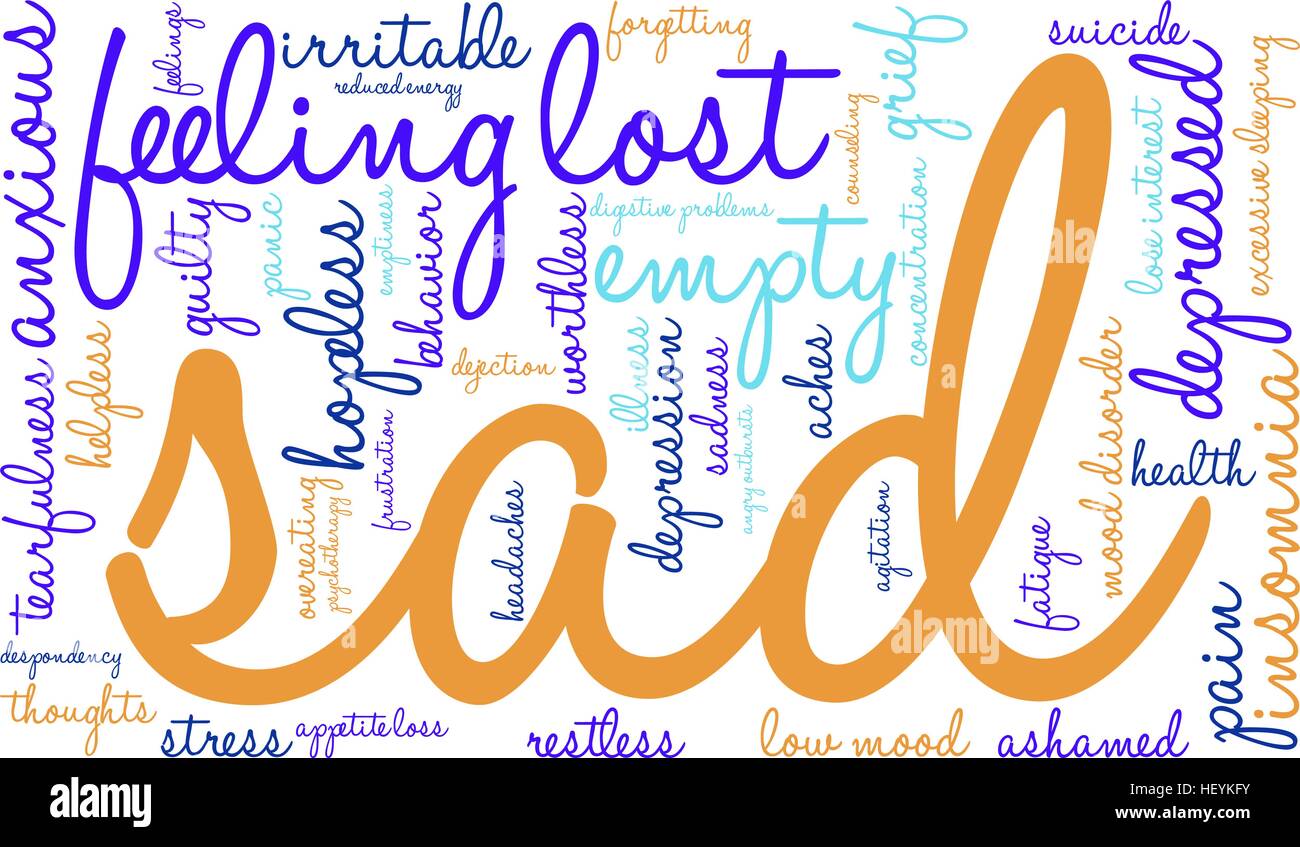 Sad word cloud on a white background Stock Vector Image & Art - Alamy