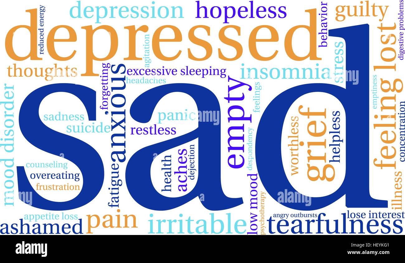 Sad word cloud on a white background Stock Vector Image & Art - Alamy