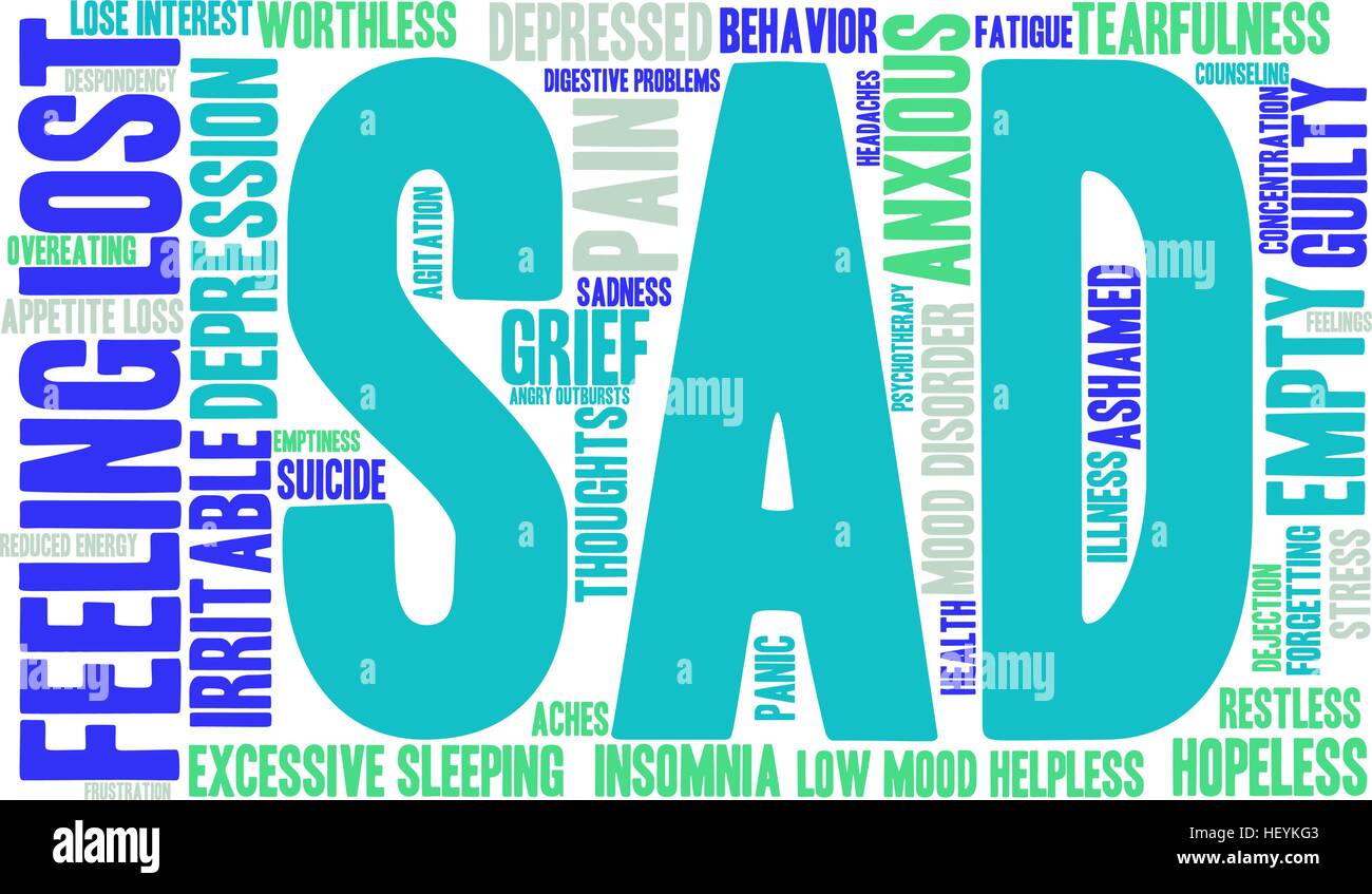 Sad word cloud on a white background Stock Vector Image & Art - Alamy