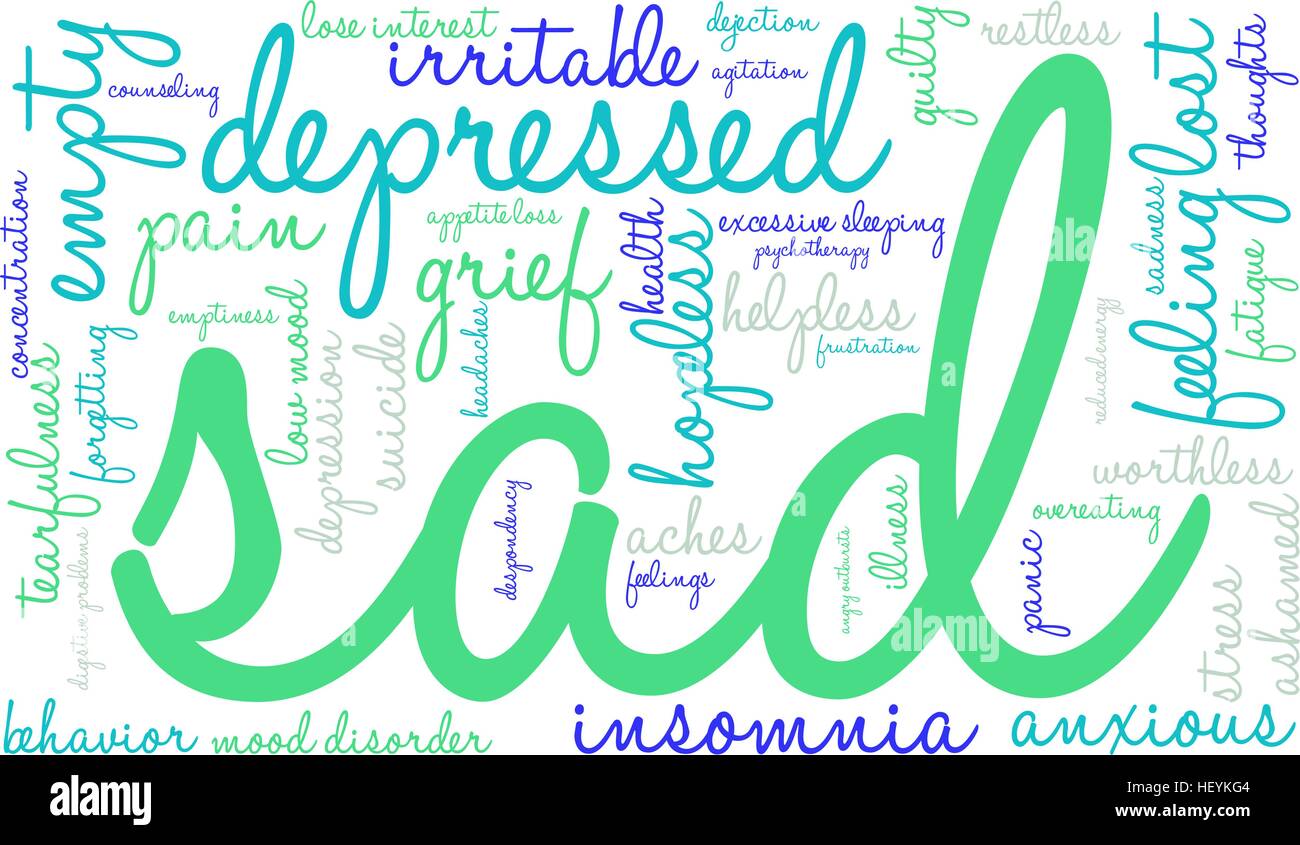 Sad word cloud on a white background Stock Vector Image & Art - Alamy
