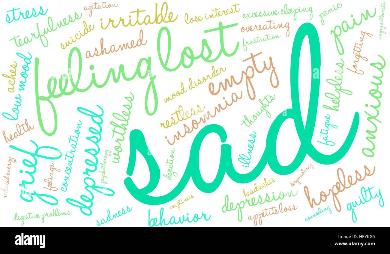 Sad word cloud on a white background Stock Vector Image & Art - Alamy